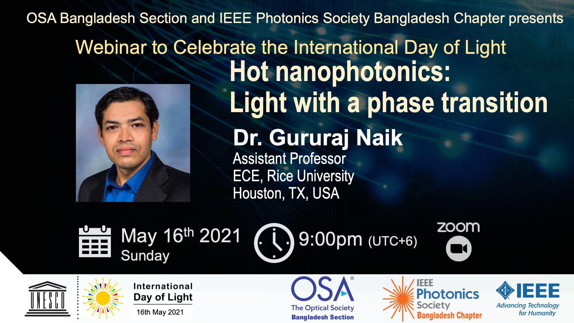 Dr. Gururaj Naik - Hot nanophotonics: Light with a phase transition - IEEE Photonics Society ...